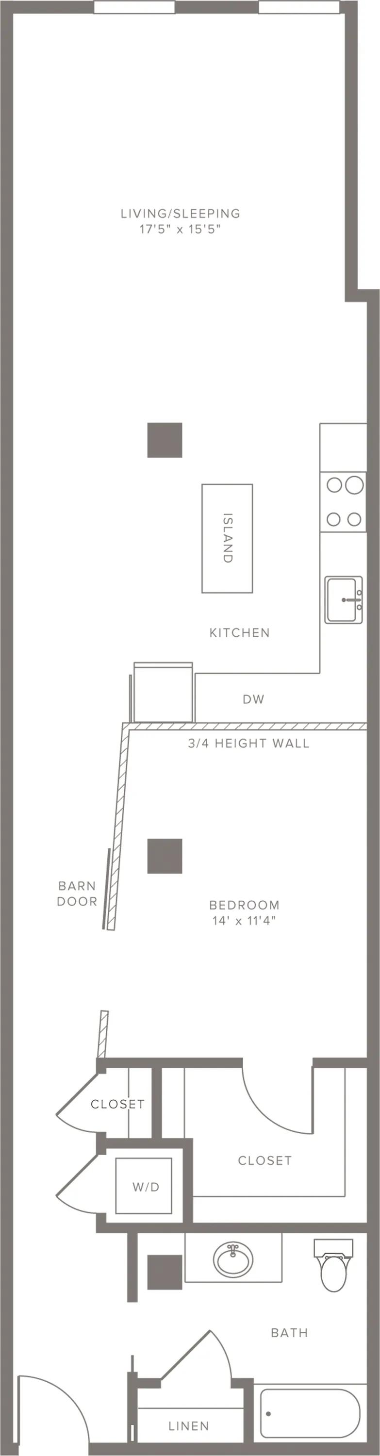 A04 - One Bedroom | 1 Bed Apartment | Modera Lofts
