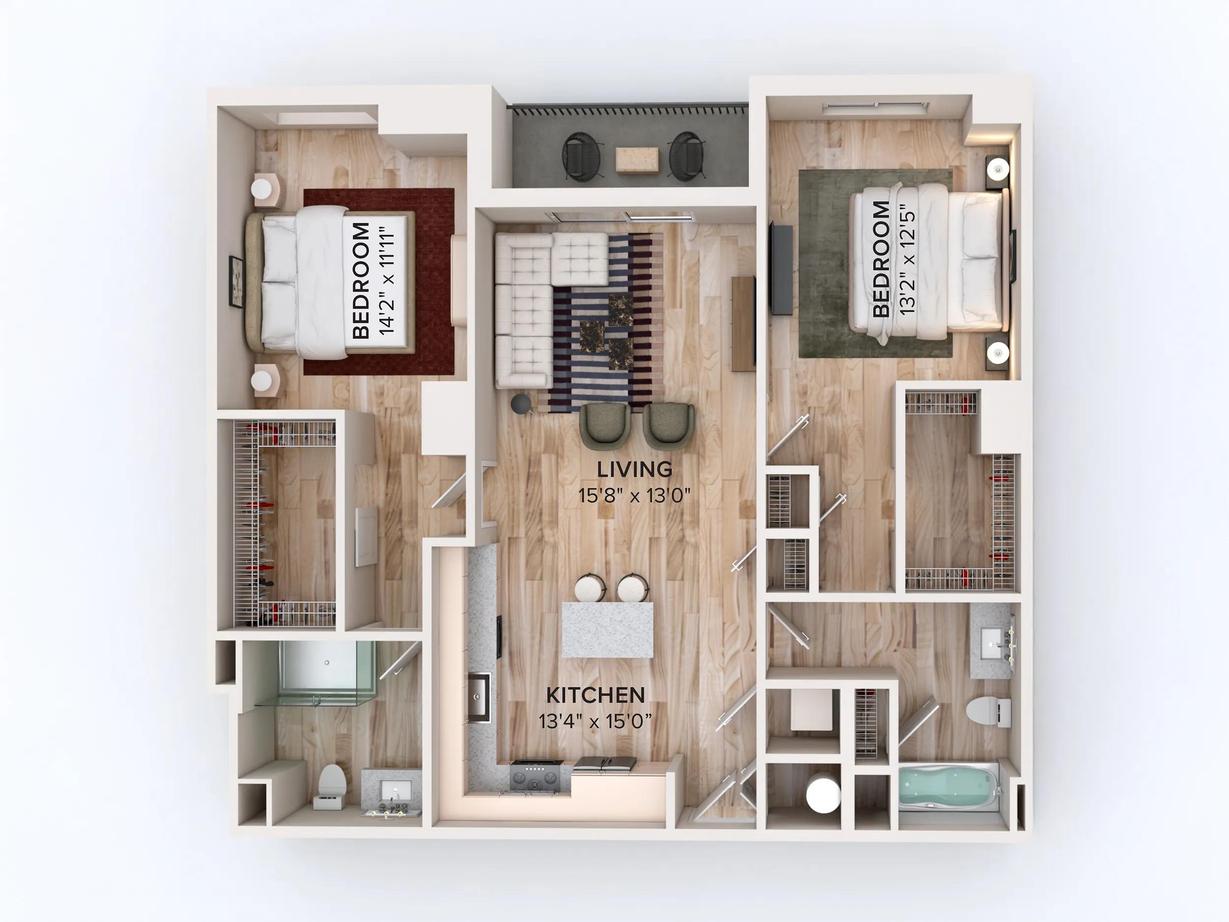 B04: Spacious 2 Bed 2 Bath in Miami | 1238 sq ft