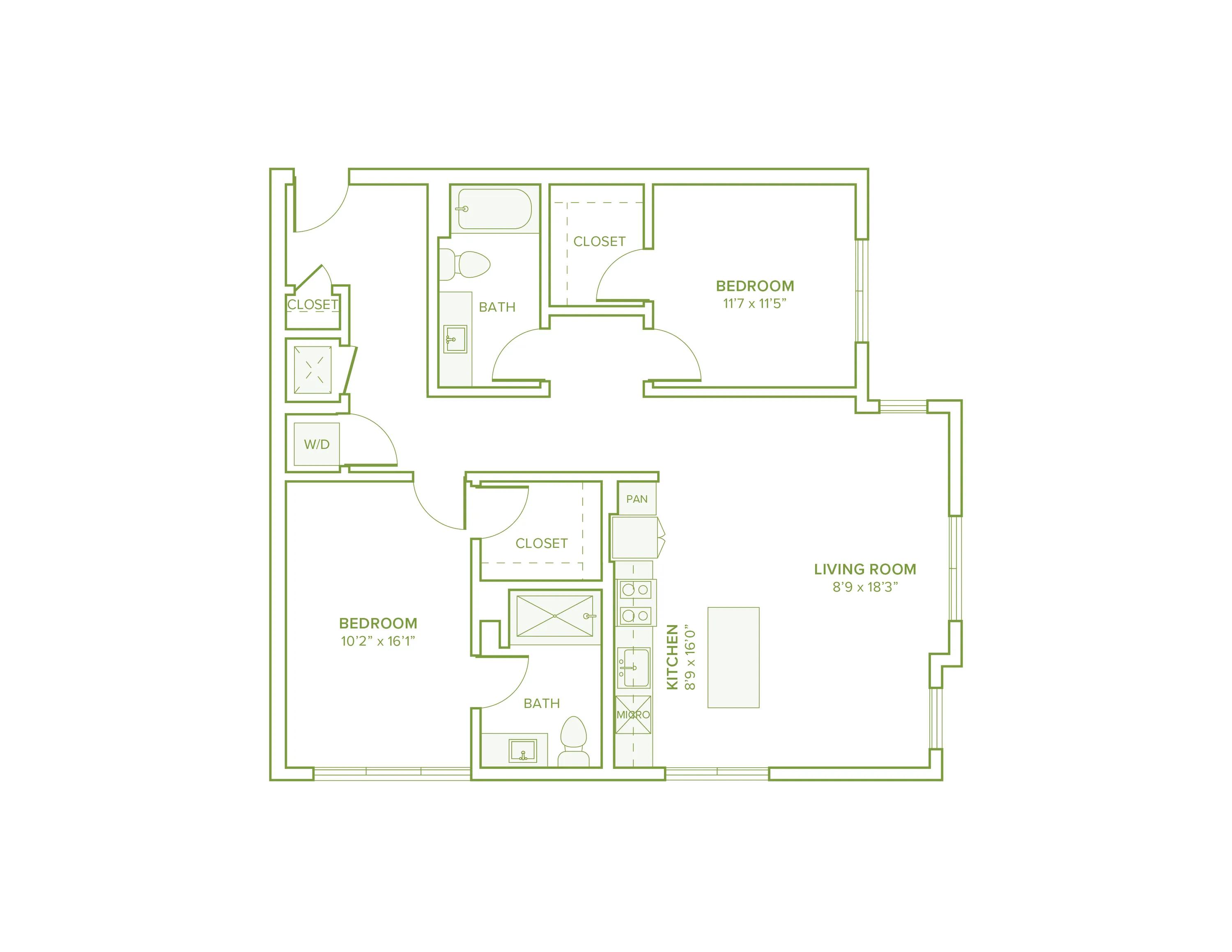 B17 | 2 Bed Apartment | Modera Falls Church