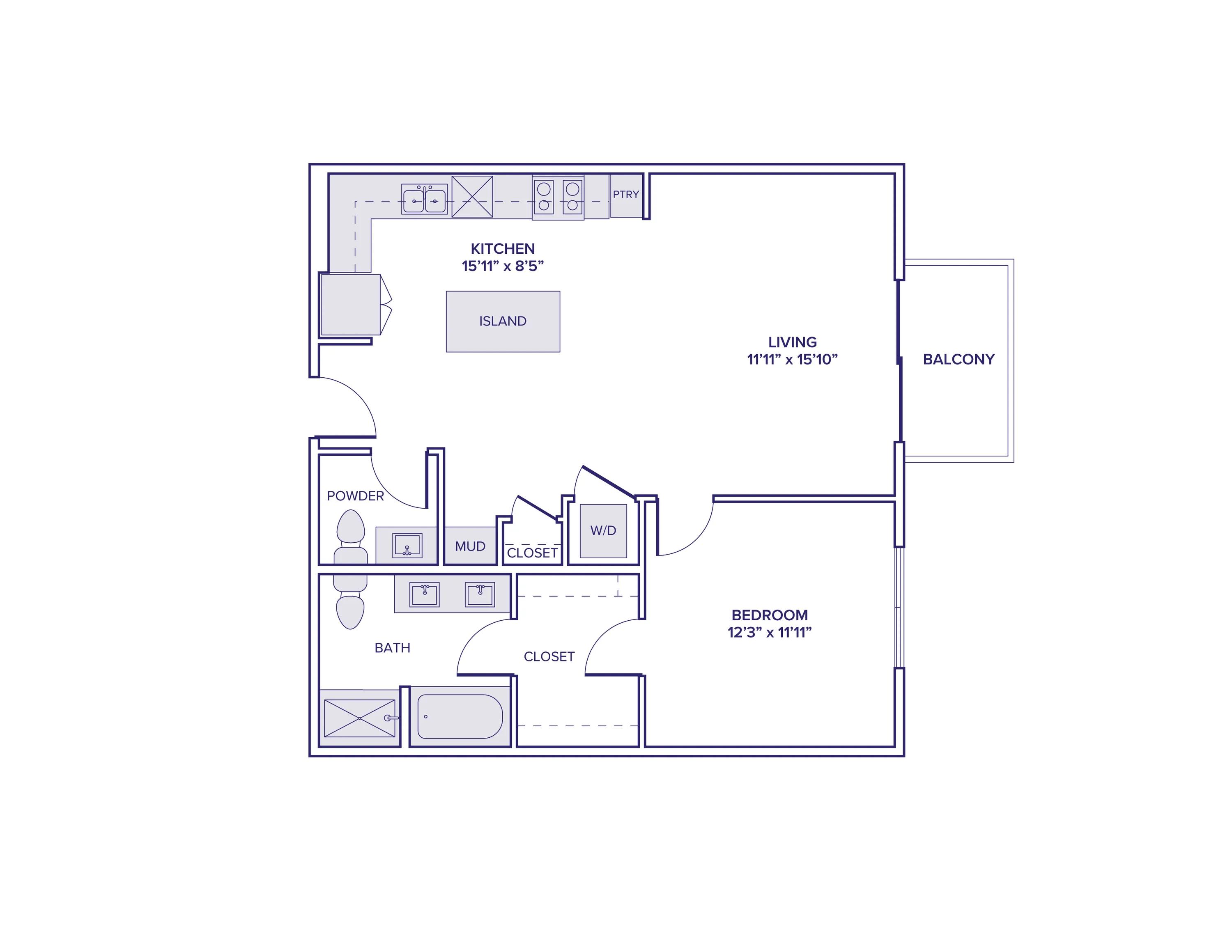 RA01 | 1 Bed Apartment | Modera Reserve